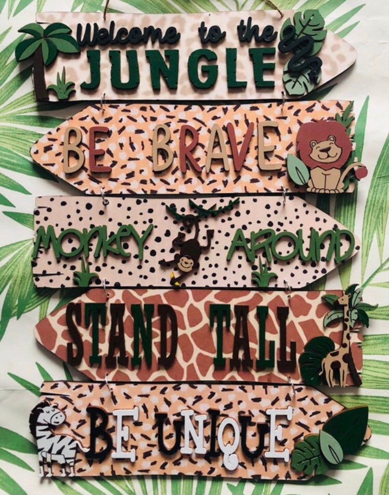 Safari Wall Sign Wooden Plaques for Wall Safari Themed Wall - Etsy UK