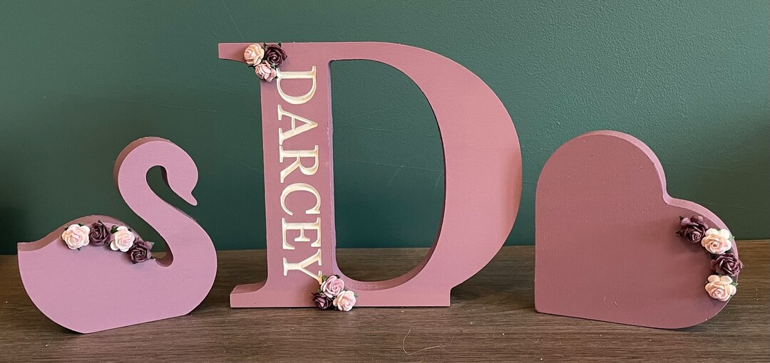 Engraved Wooden Letters With Extra Shapes, 15cm Wooden Engraved Letters ...