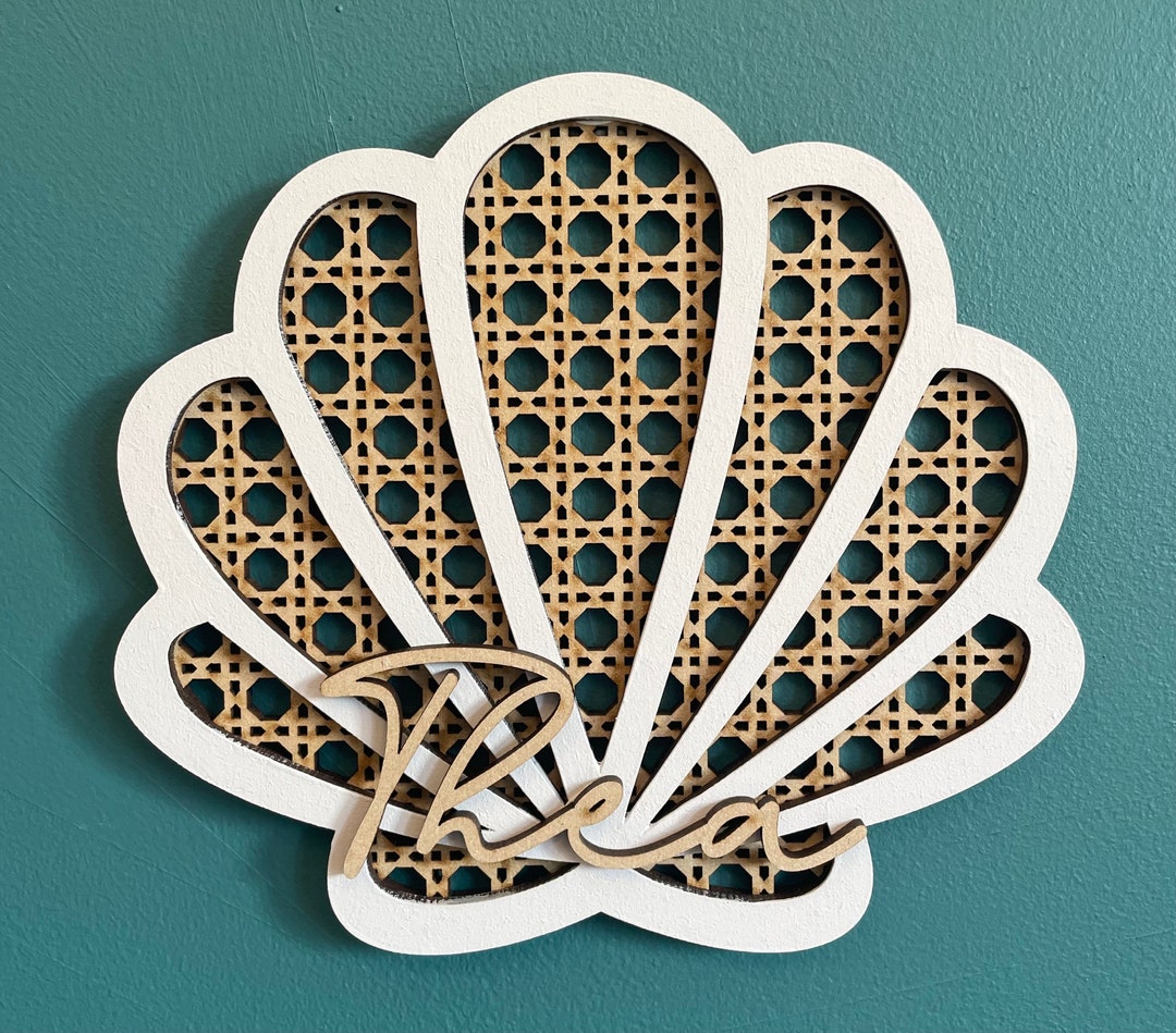 Rattan Seashell, Rattan Wall Art, Rattan Nursery Decor, Wooden Names ...