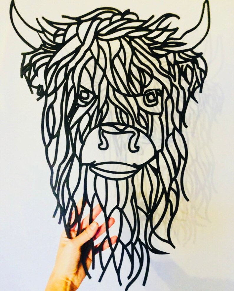 Geometric Highland Cow, Highland Cow Wooden Wall Art, Geometric Wall ...