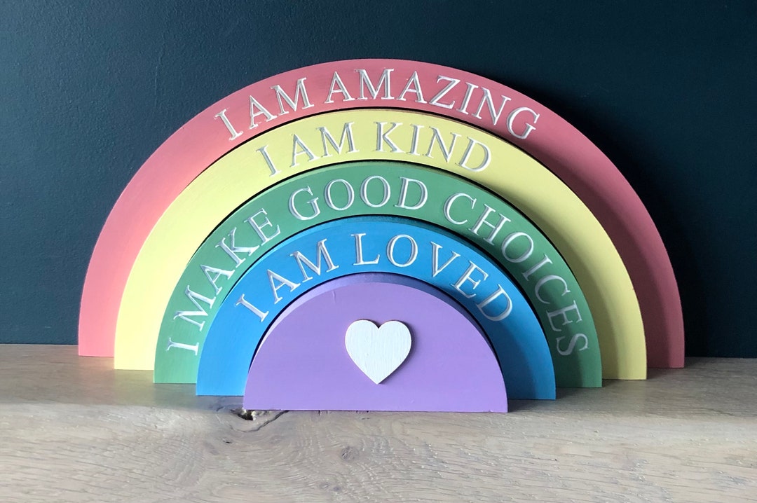 Stacking Rainbow Positive Affirmation Rainbow Positive - Etsy