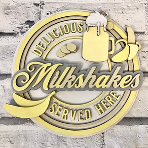 Milkshake Sign, Milkshake Wall Plaque, Retro Sign, Playroom Sign ...