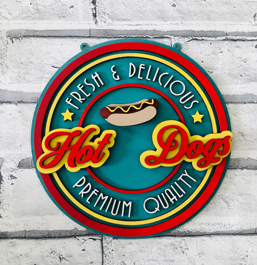 Hot Dog Sign, Retro Hot Dog Sign, Playroom Sign, Hot Dog Shop Sign, New ...