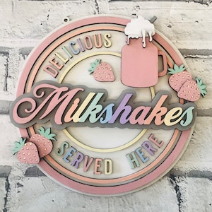 Milkshake Sign, Milkshake Wall Plaque, Retro Sign, Playroom Sign ...