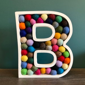 20cm Pom Pom Letters, Felt Ball Letters, Personalised Decor, Wooden ...