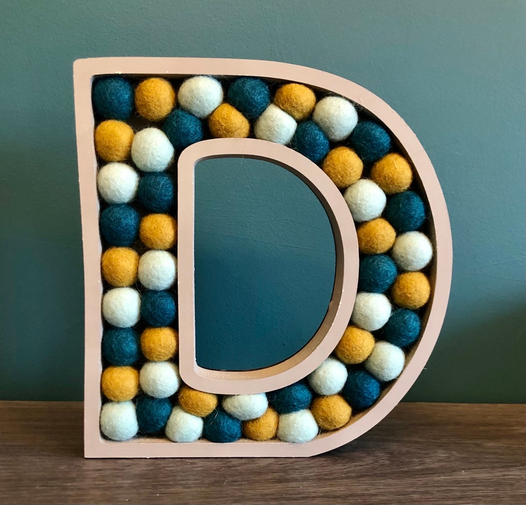 Pom Pom Letters, Felt Ball Letters, Personalised Decor, Wooden Letters ...