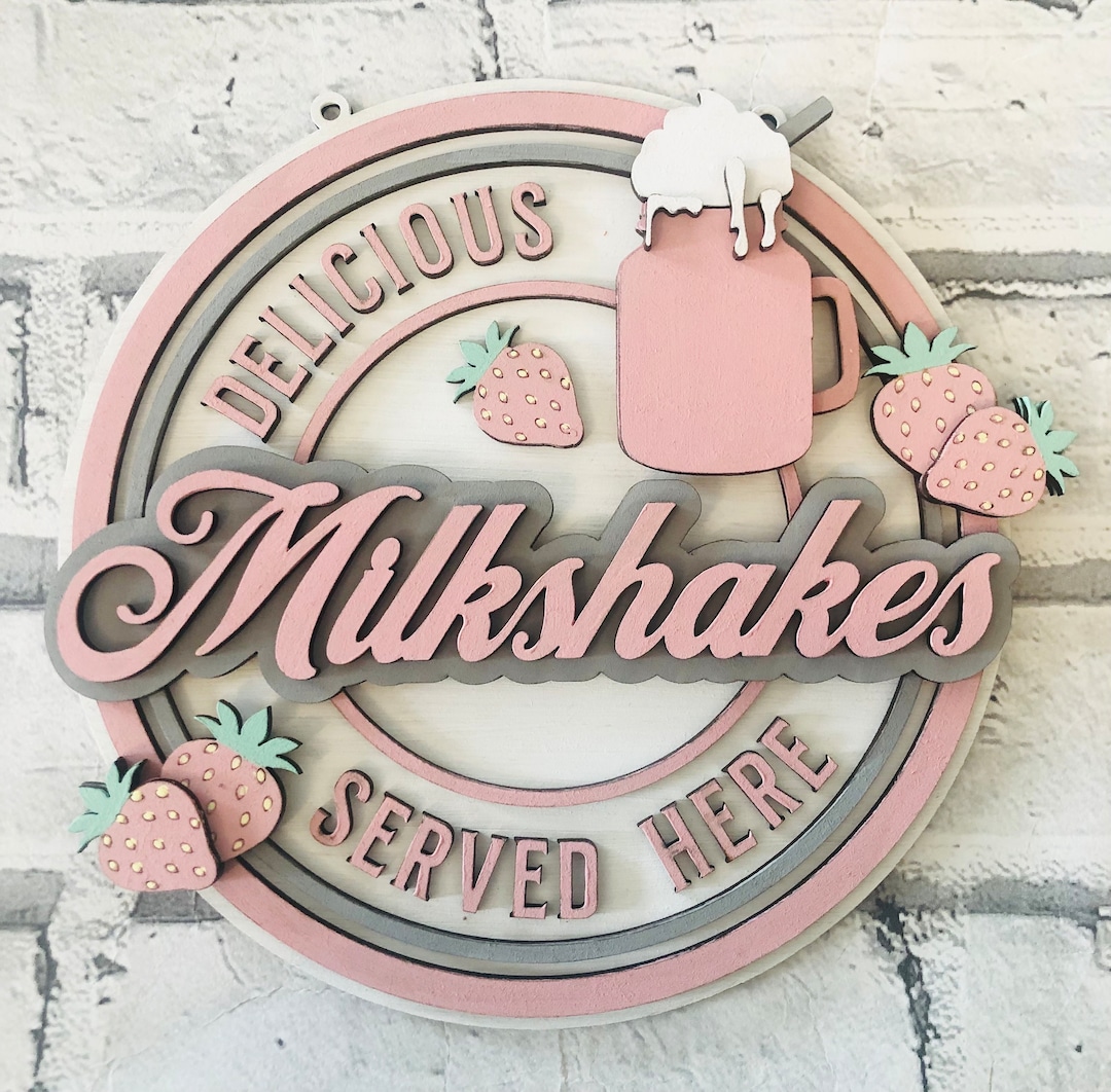 Milkshake Sign, Milkshake Wall Plaque, Retro Sign, Playroom Sign ...