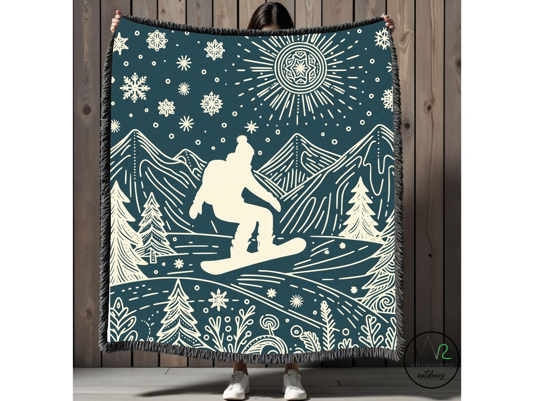 Snowboard Woven Throw Couch Blanket, Heirloom Outdoor Cozy Picnic ...