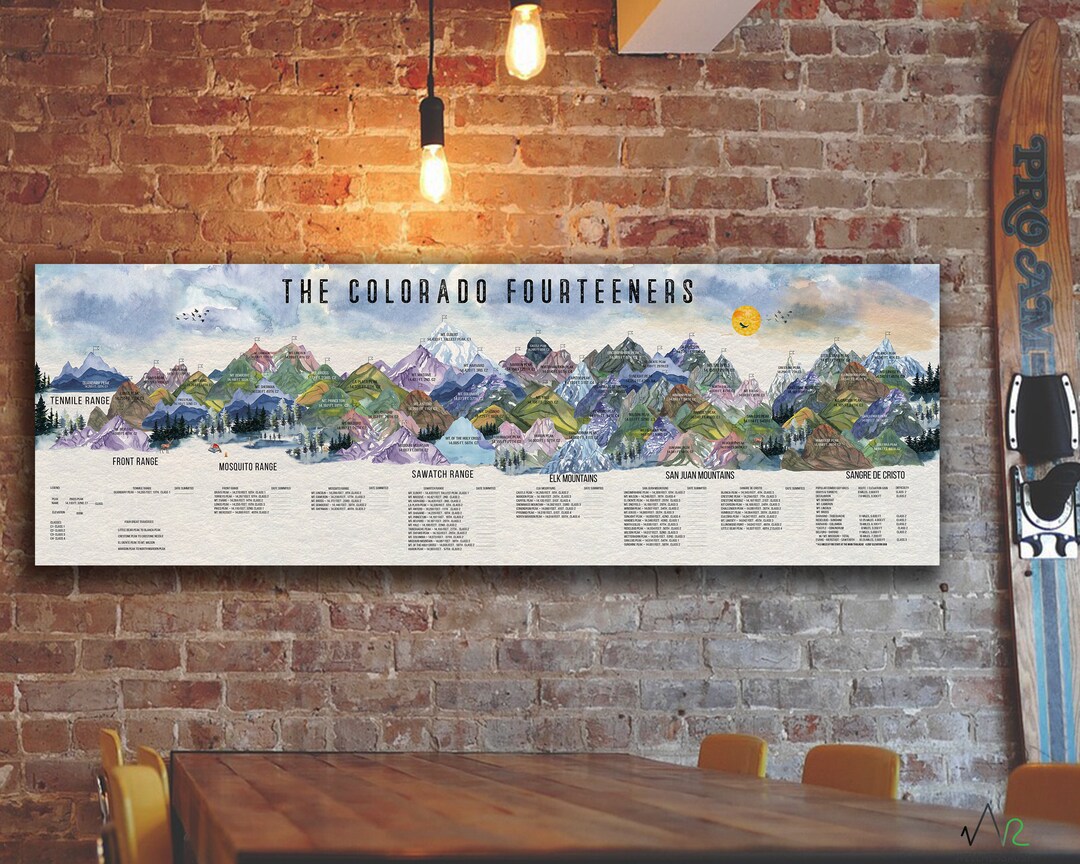 Colorado 14er Art Canvas Wall Decor, Tracker 58, CO Fourteener Design ...