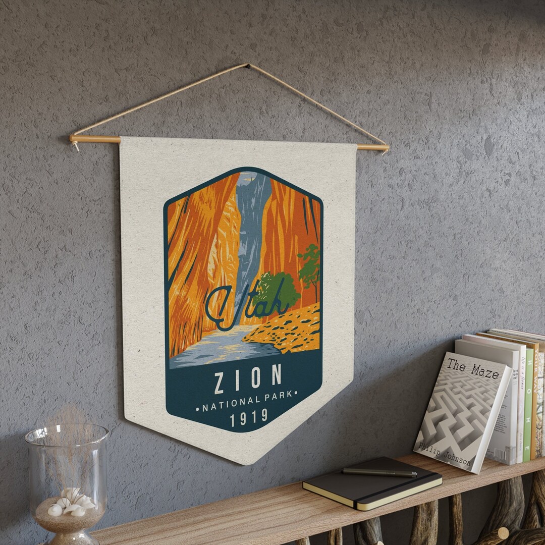 Zion National Park Utah Pennant Banner Wall Art Badge Home Office Decor ...