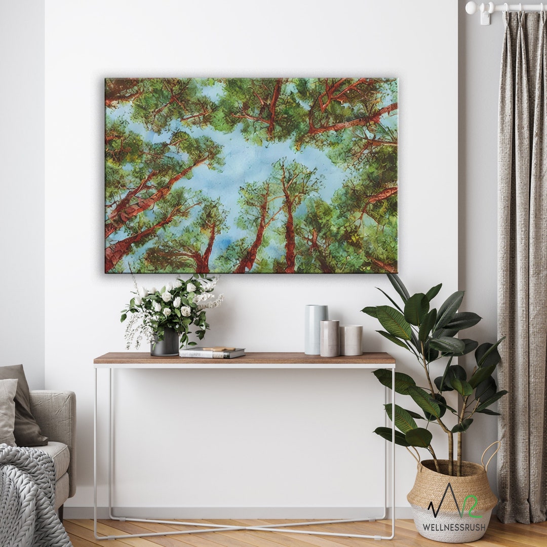 Tree Wall Art Canvas Deco Canopy View Botanical Art Print Cedar Tree ...