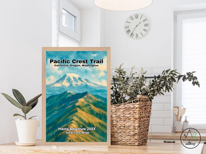 Pacific Crest Trail Framed Poster Print, PCT Hiking Wall Art ...