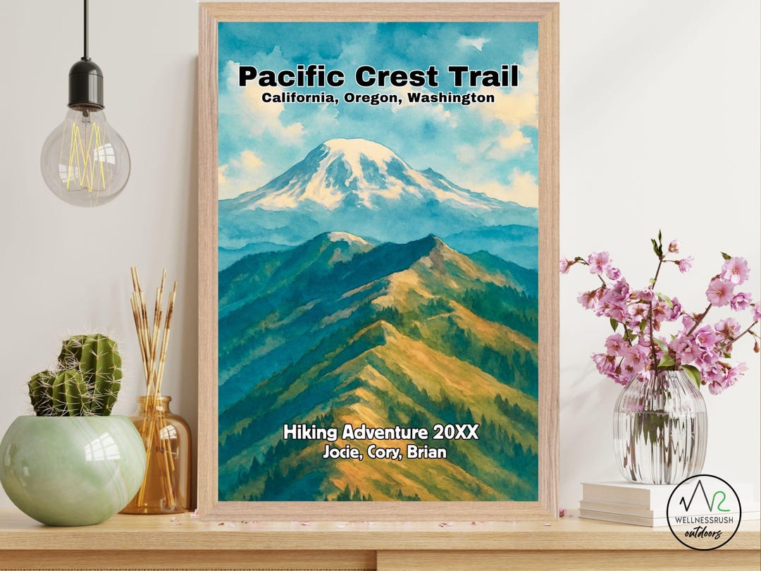 Pacific Crest Trail Framed Poster Print, PCT Hiking Wall Art ...