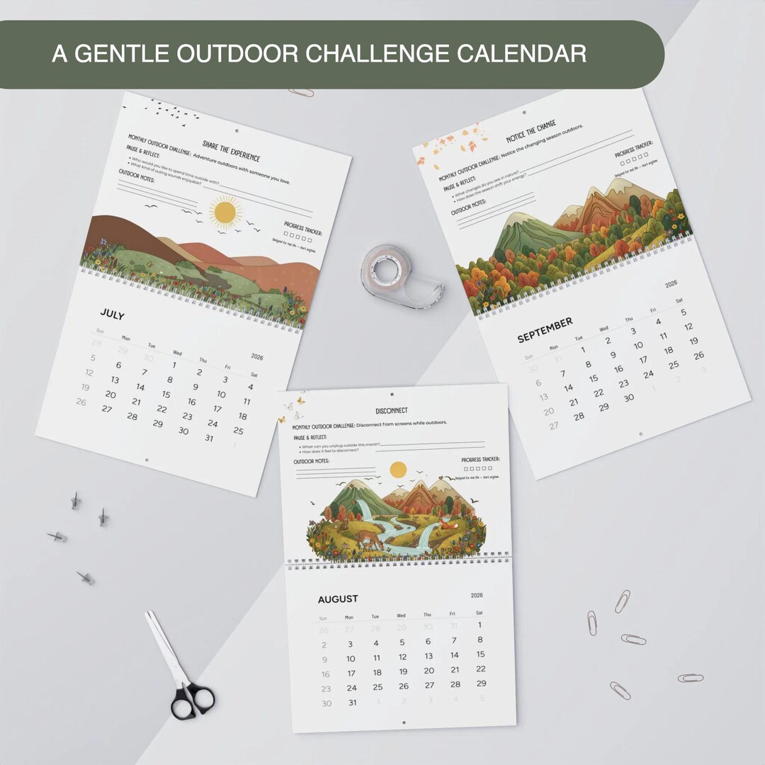 Outdoor Challenge Calendar 2026, Wall Calendar for Outdoor Lovers ...