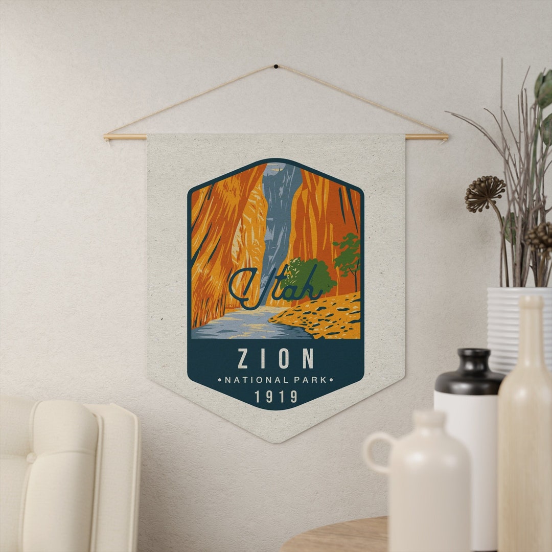 Zion National Park Utah Pennant Banner Wall Art Badge Home Decor Gift ...