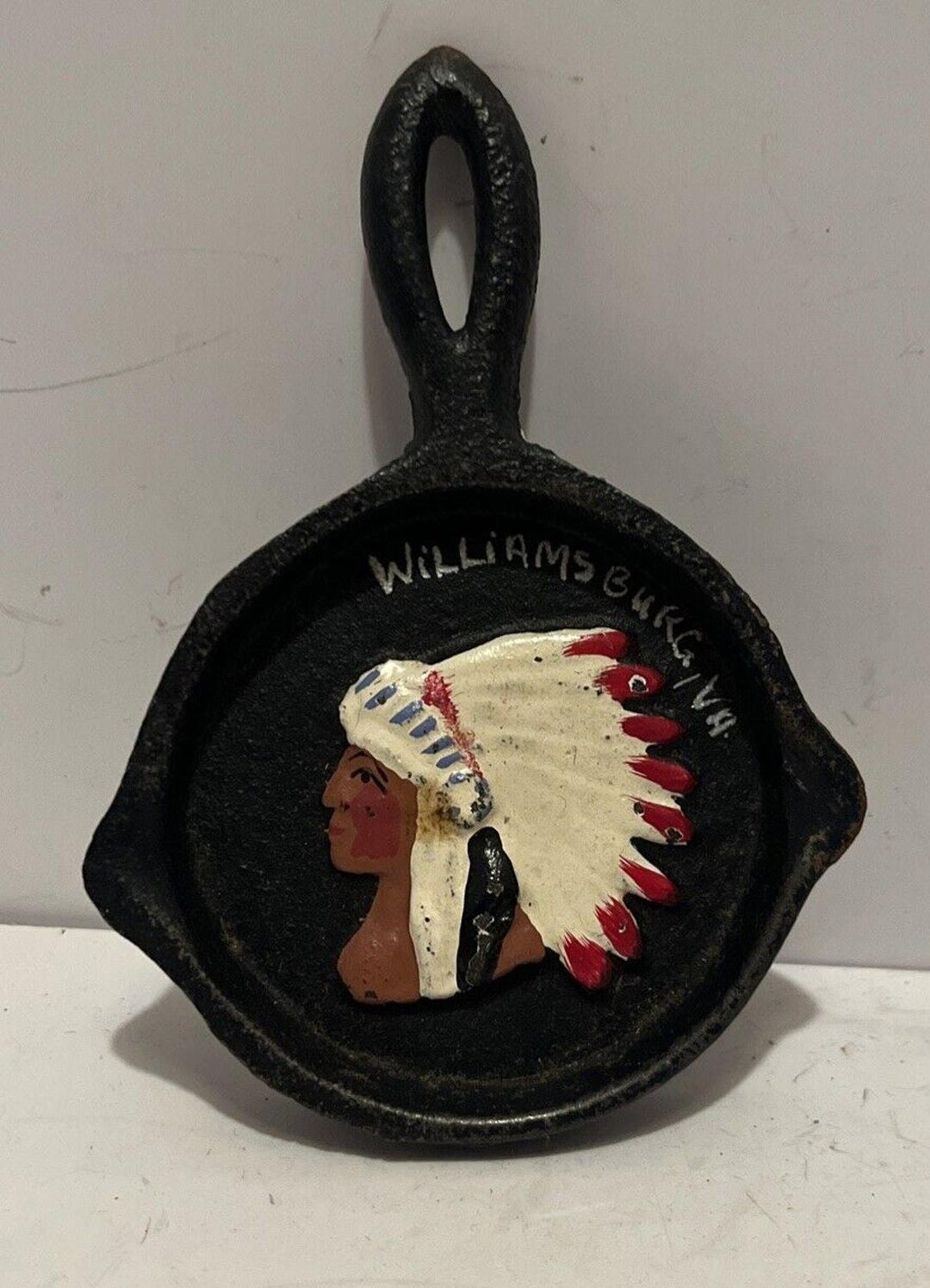 Vintage American Indian Chief Cast Iron Skillet Collectible Ashtray ...