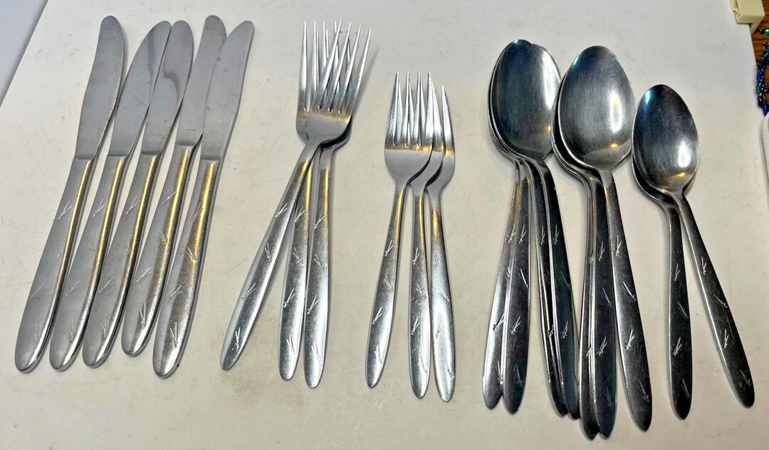 Vintage Kaysons Mid Century Stainless Steel Flatware Japan Atomic Era ...
