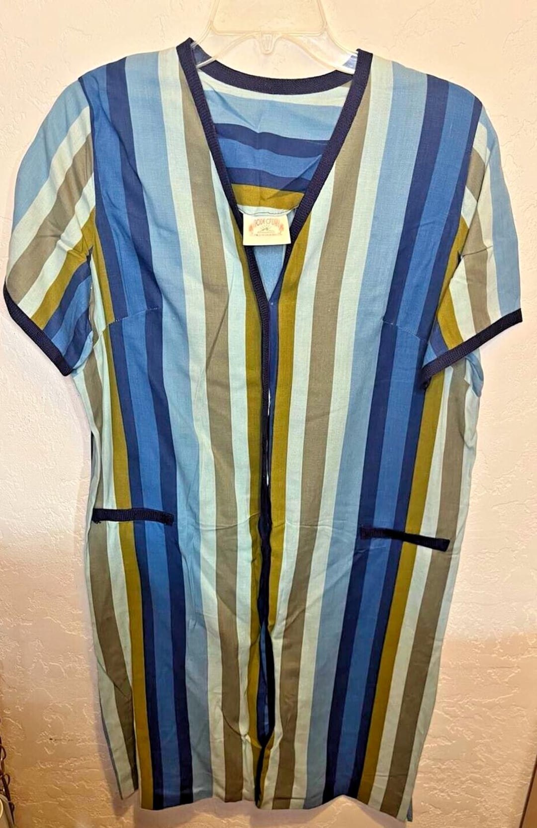Mode-o-day Striped House Dress 1970s Large - Etsy