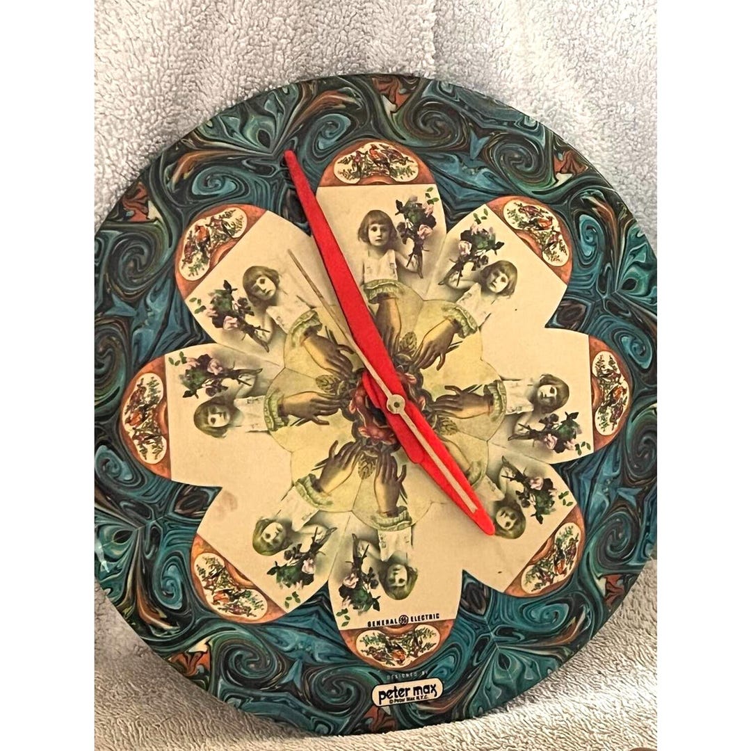 Vintage Peter Max Clock Victorian Girl Mid Century Psychedelic Pop Art ...