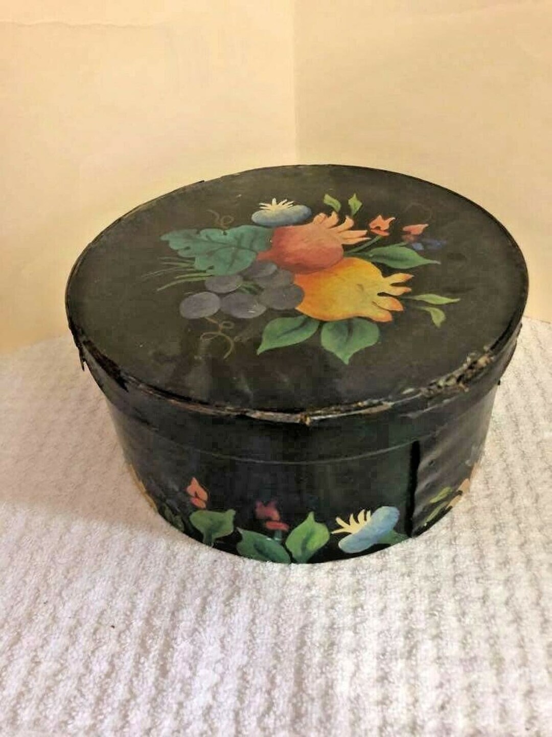 Primitive Round Wooden Stenciled Pantry Box FOLK ART - Etsy