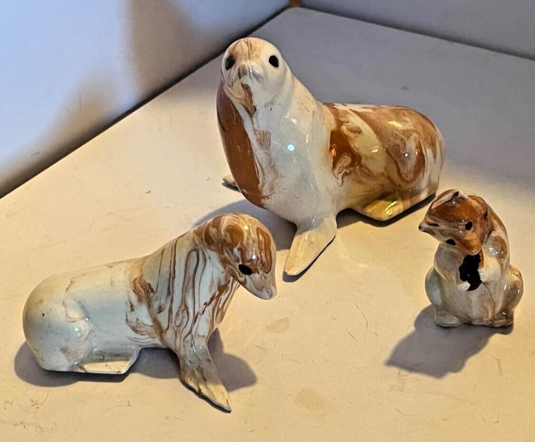 Vintage Alaska Native Clay Pottery Ceramic Cream Tan Swirl Seals ...