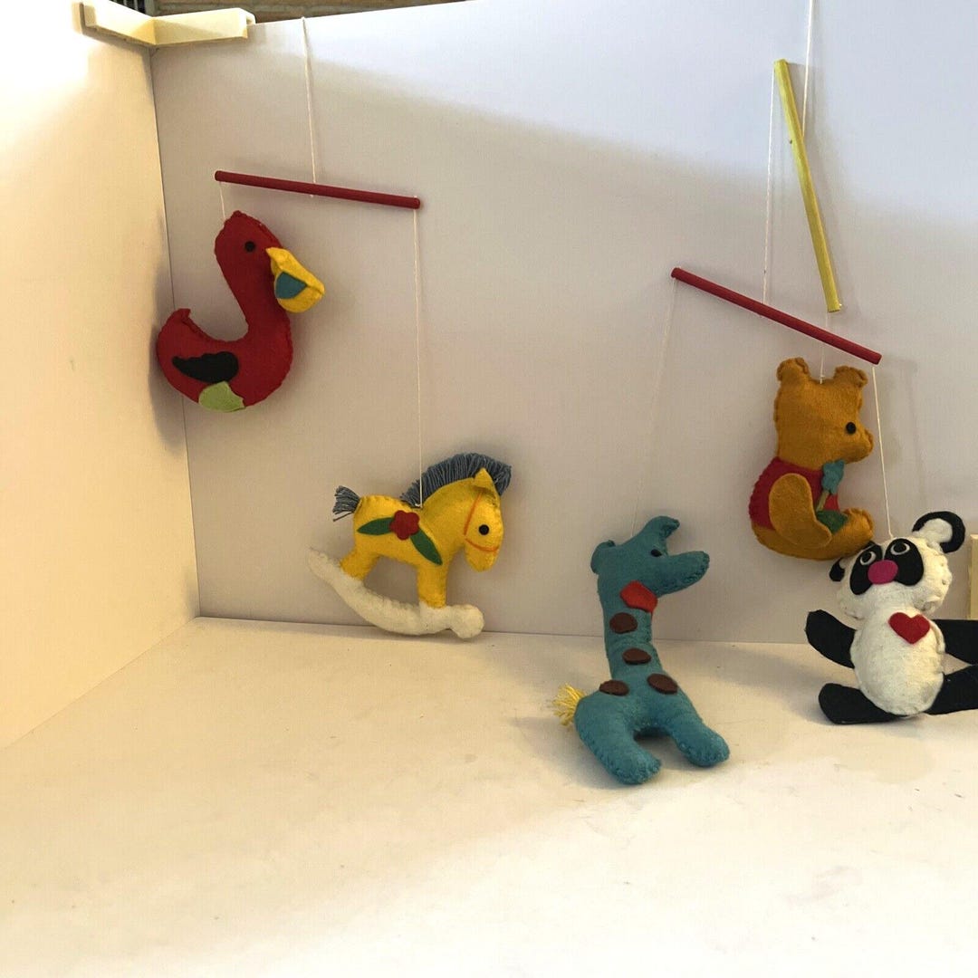 Vintage C1950s Felt Plush Baby Crib Mobile - Etsy