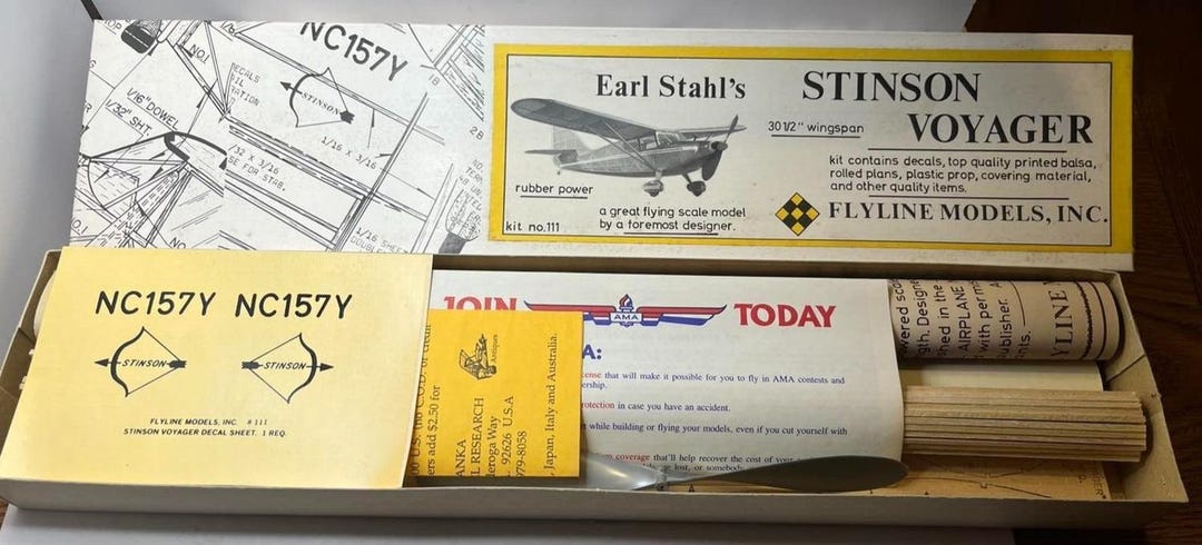 Vintage Flyline Models Earl Stahls Stinson Voyager 30 1/2 Wingspan ...