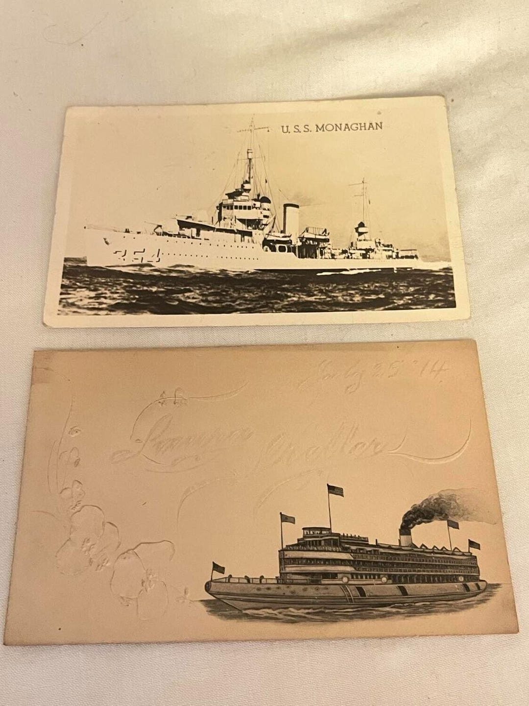 Rppc USS Monaghan DD-354 Wwii Ship 1930-50 Real Photo Postcard ...