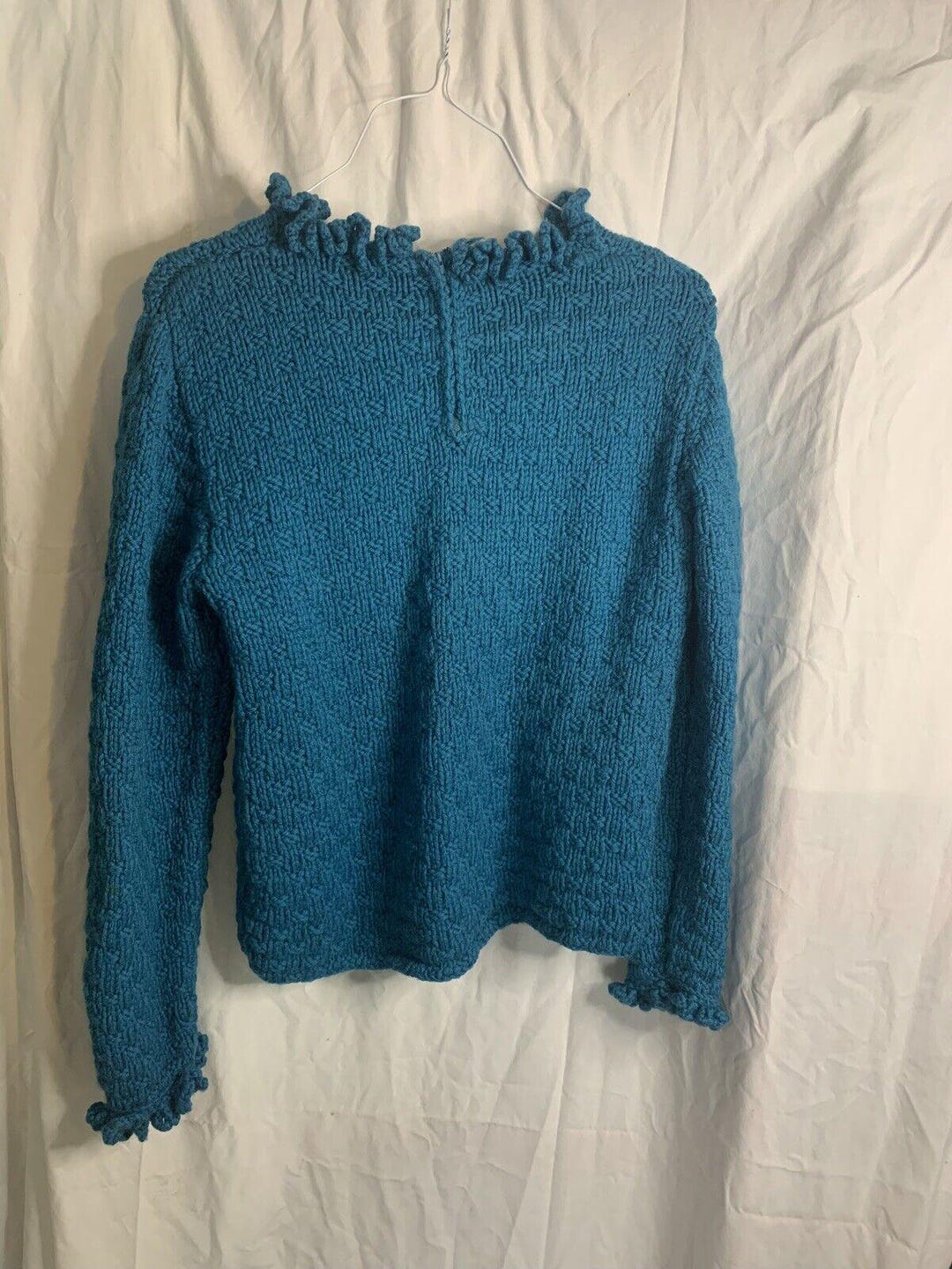 Vintage Teal Knitted Frilly Sweater 1960s MEDIUM - Etsy