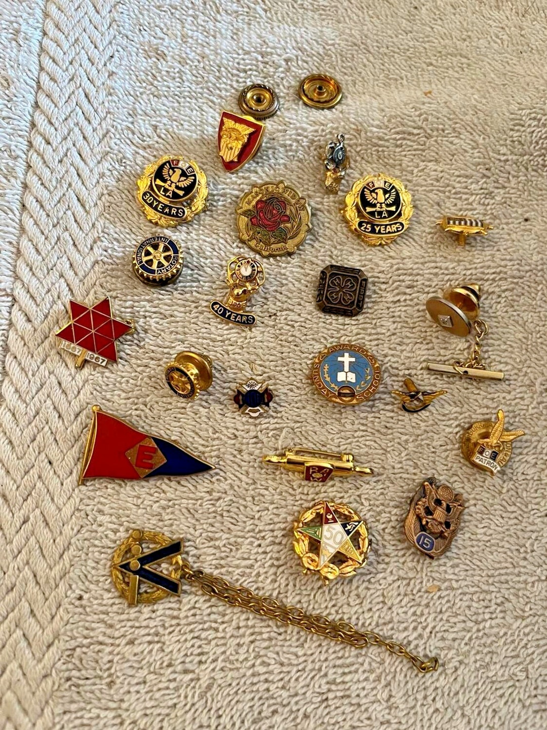 Lot of 21 Old & Vintage Organization Lapel Pins Masonic BPOE Rotary FOE ...