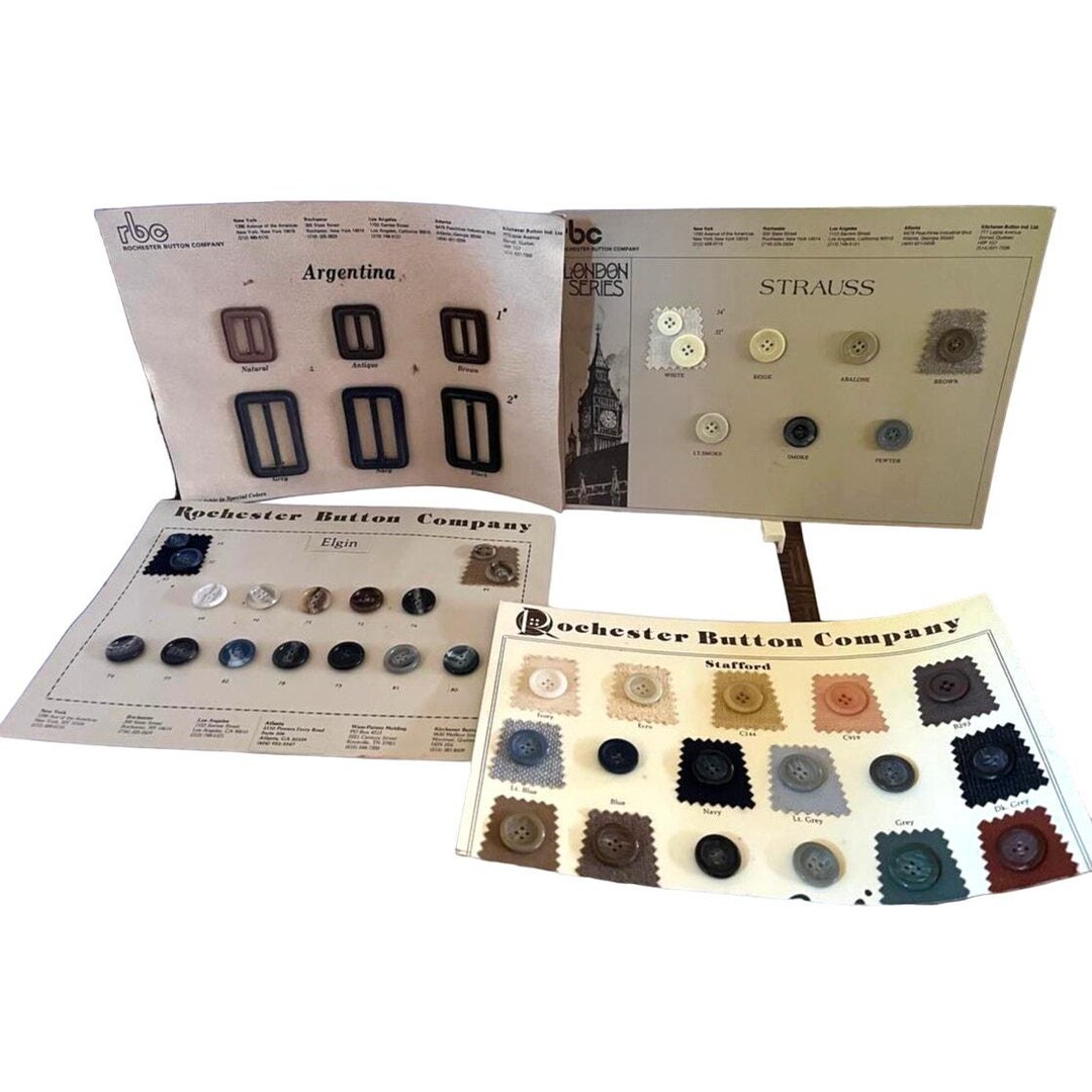 C1970s Salesman Sample Button Buckle Cards Rochester Button Company ...
