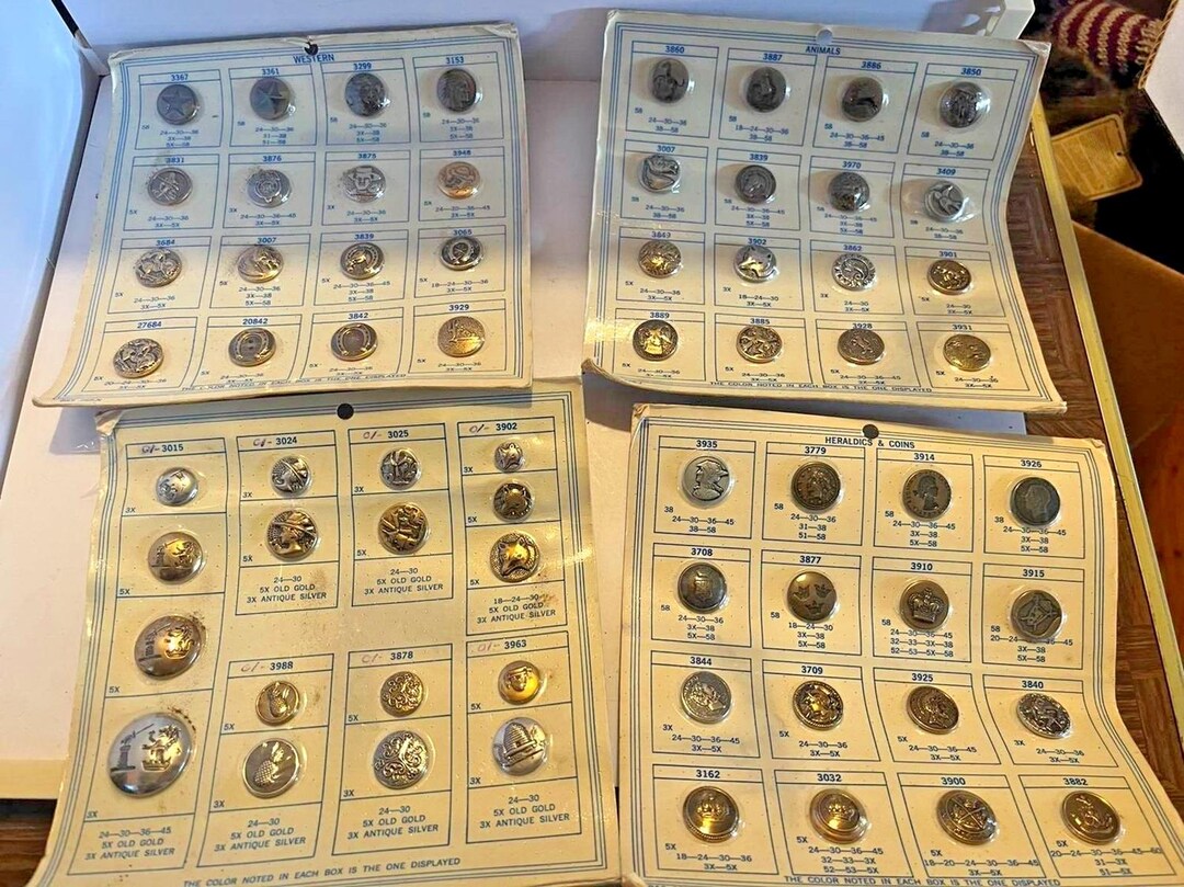 B&S Button Co Salesman Sample Cards Heraldic Coin Animals Western - Etsy