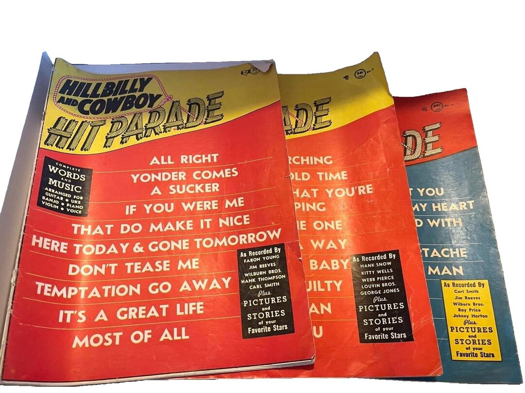 Hillbilly and Cowboy Hit Parade Magazine Song Book Sheet Music Lot of 3 ...