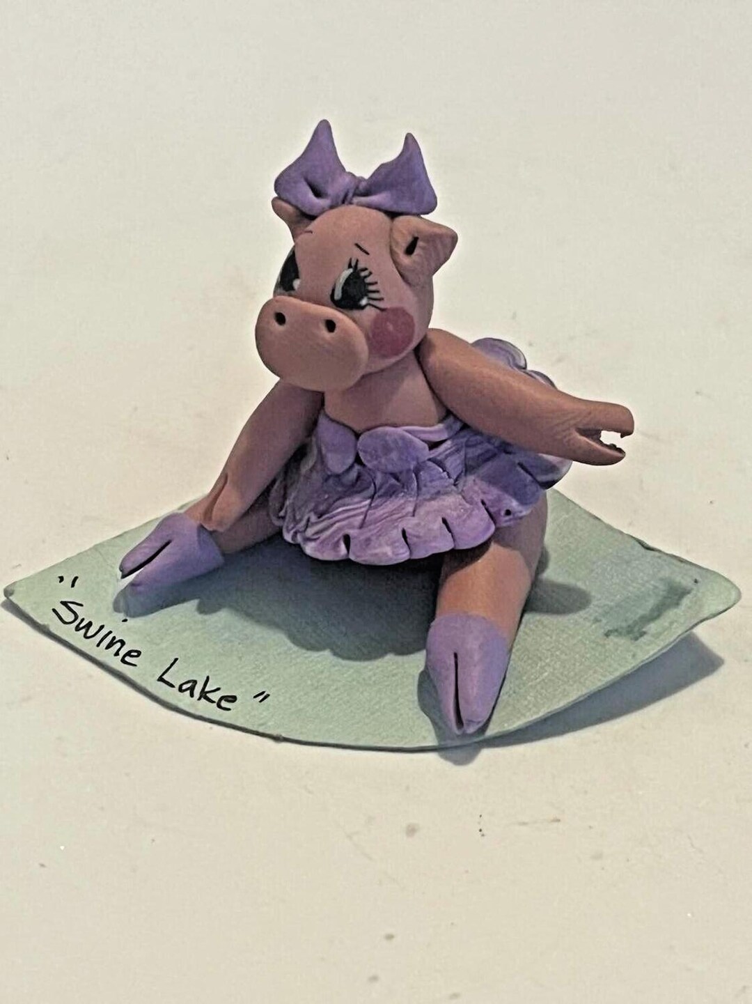 Vintage Artist Miniature Pig Ballerina Polymer Clay Figure Signed Swine ...