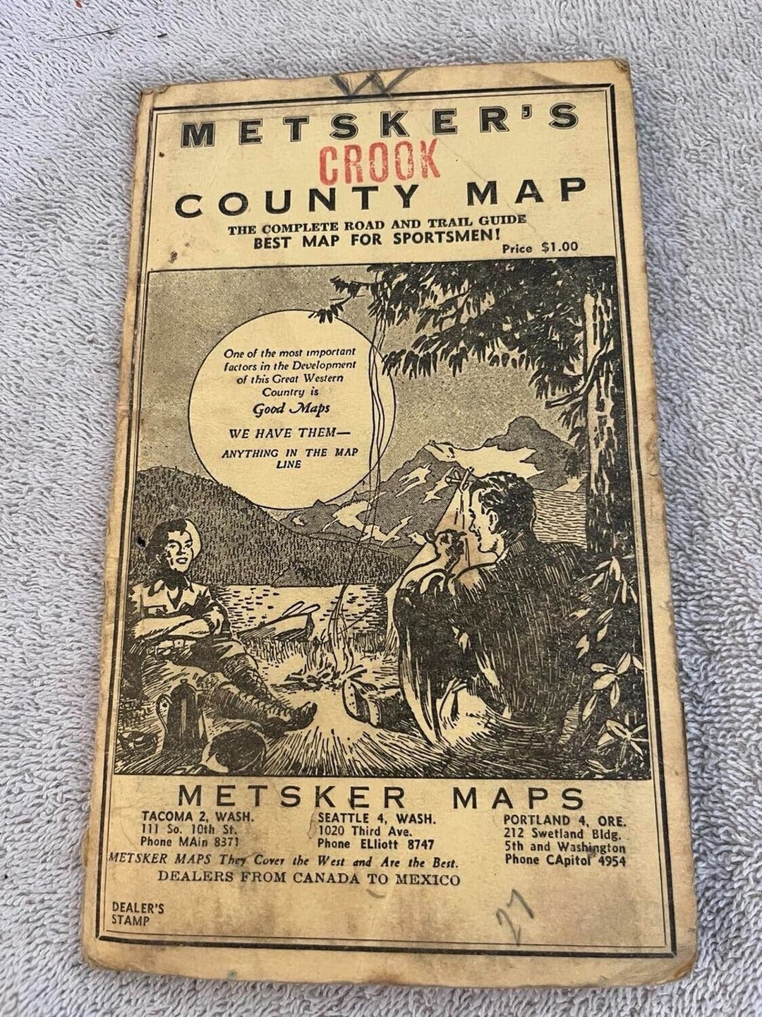 Vintage Metsker's Map of Crook County Oregon C1950 - Etsy