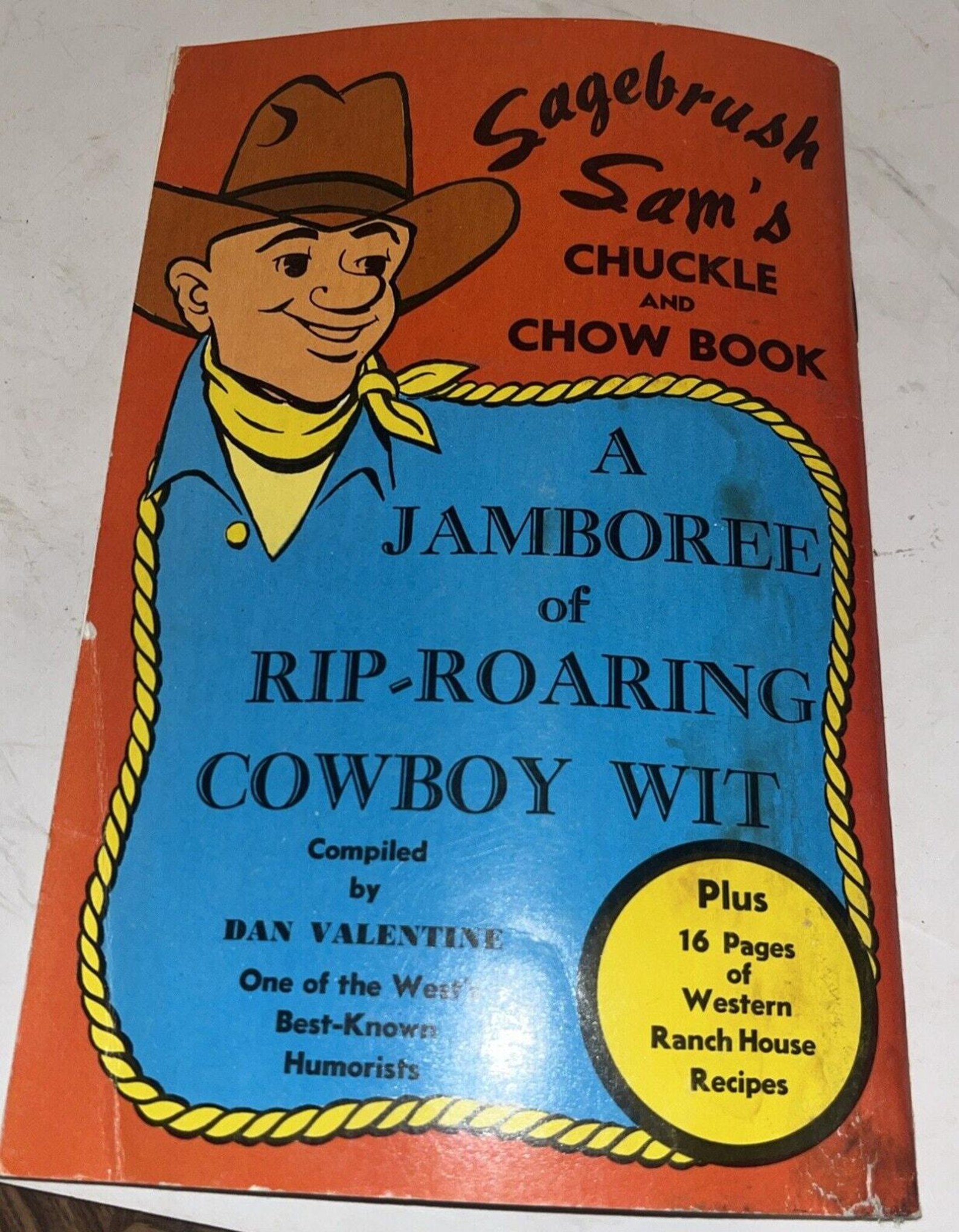 1974 Sagebrush Sam's Chuckle & Chow Book Jokes Thoughts Western Ranch ...