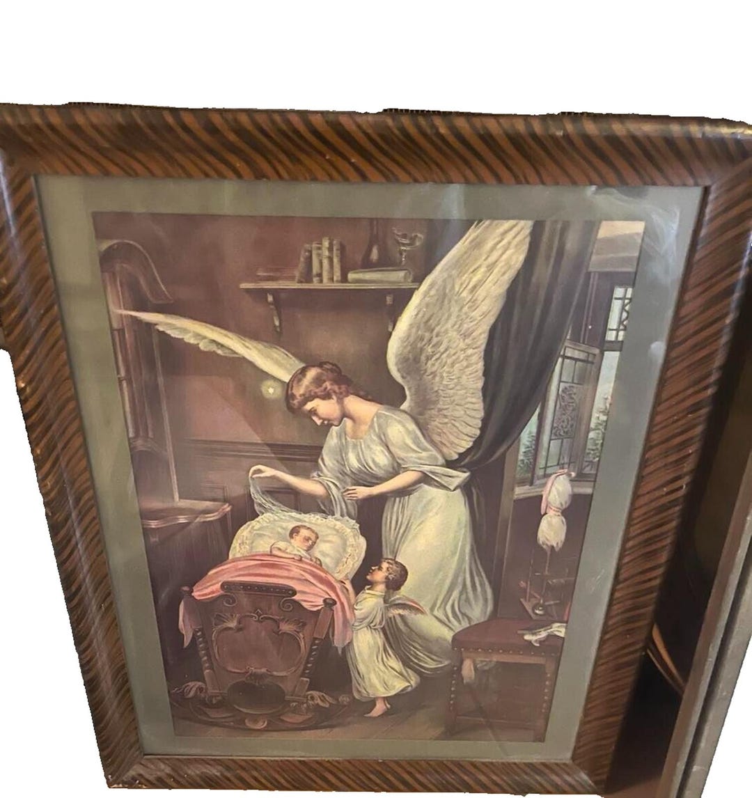 Victorian Guardian Angel Lithograph Framed C1890 - Etsy