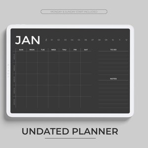 Undated Digital Calendar Planner, Monthly, Hyperlinked, Goodnotes ...