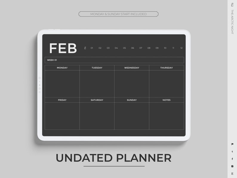 Undated Digital Calendar Planner, Monthly, Hyperlinked, Goodnotes ...