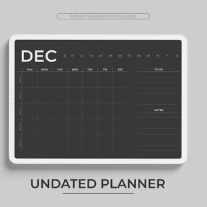Undated Digital Calendar Planner, Monthly, Hyperlinked, Goodnotes ...