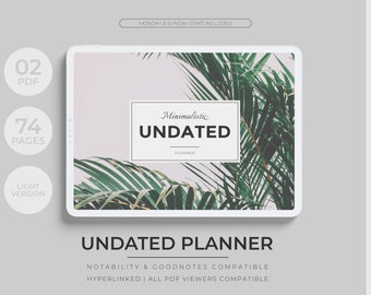 Undated Digital Calendar Planner, Monthly, Hyperlinked, Goodnotes ...