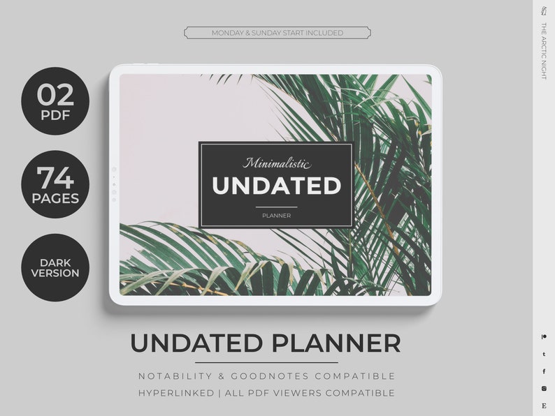 Undated Digital Calendar Planner, Monthly, Hyperlinked, Goodnotes ...