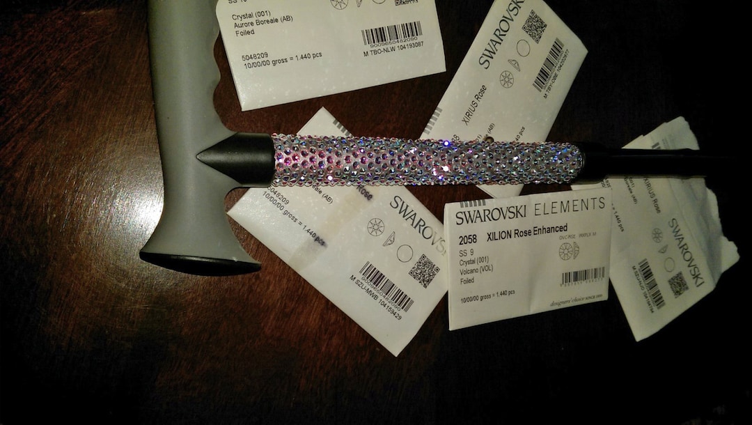 Crystal Walking Cane Shown in Crystal AB Hand Placed Stones on a ...