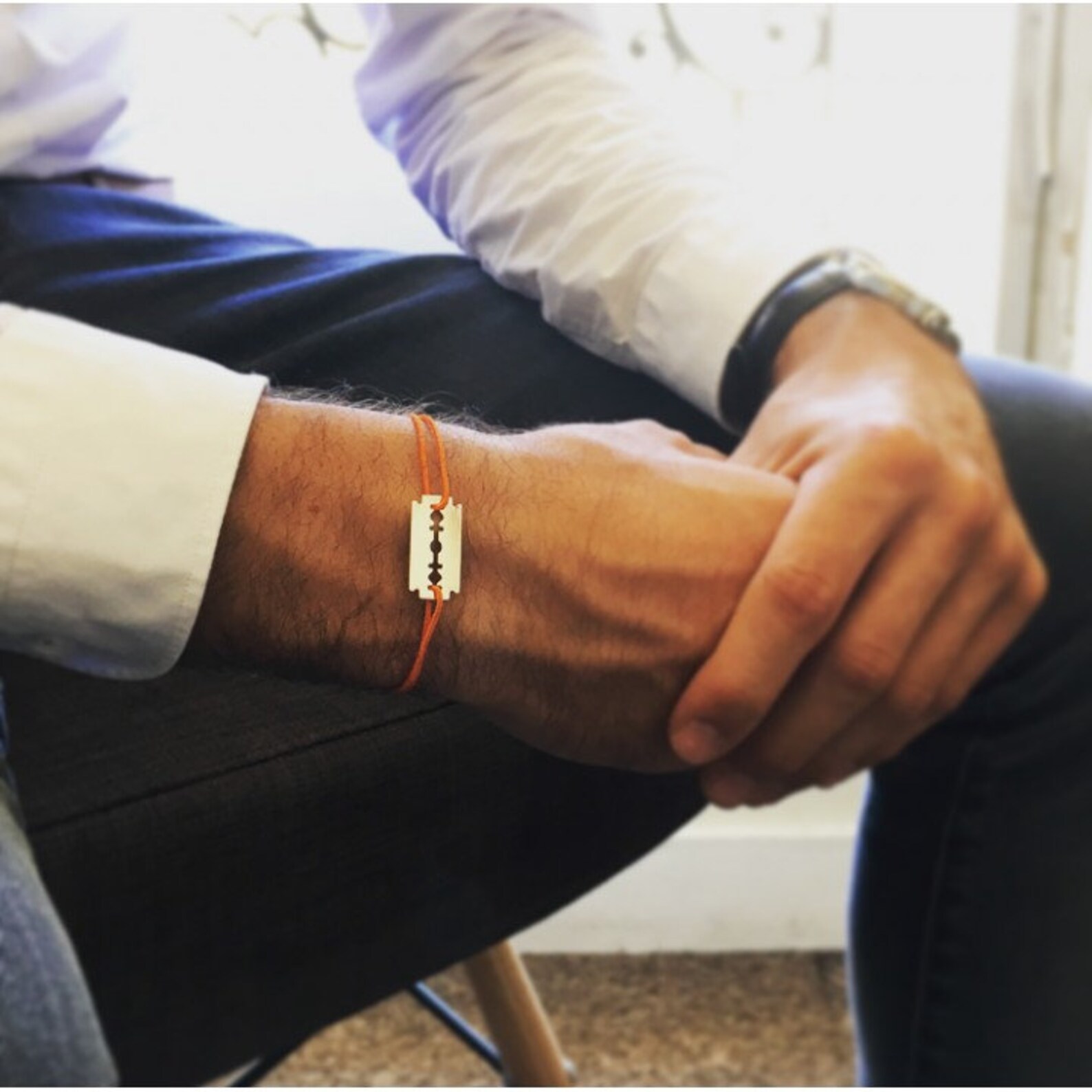 Bracelet Razor Blade in Silver 925 on Cord - Etsy