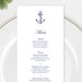 Nautical Wedding Menu Template With Anchor for Microsoft Word ...