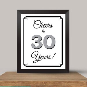 Printable Cheers to 30 Years Sign • 30th Birthday Sign • 30th ...