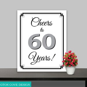 Printable 60th Birthday Sign • 60th Anniversary Poster • Cheers to 60 ...