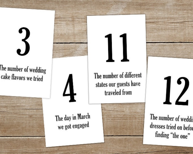 Wedding Fun Facts Table Numbers Editable Template for - Etsy
