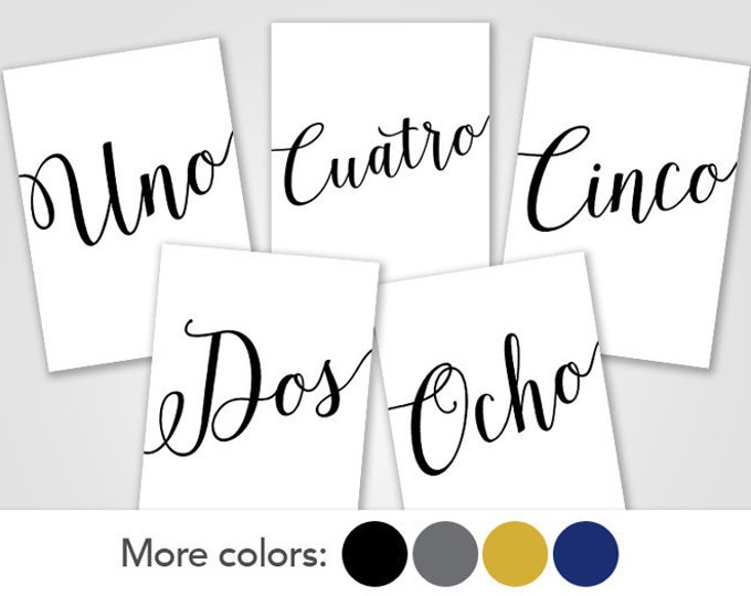 Printable Spanish Table Numbers 1-30 Wedding Español - Etsy