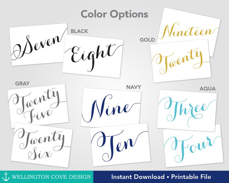 Printable Calligraphy Table Numbers 1-30 • Instant Download • Wedding ...